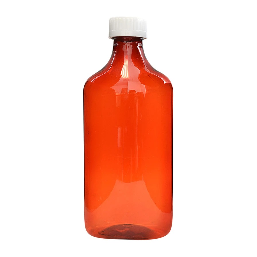 16 oz Amber Graduated Oval RX Bottles with Child-Resistant Caps