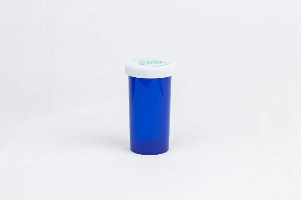 40 dram Blue Push & Turn Child Resistant Vials