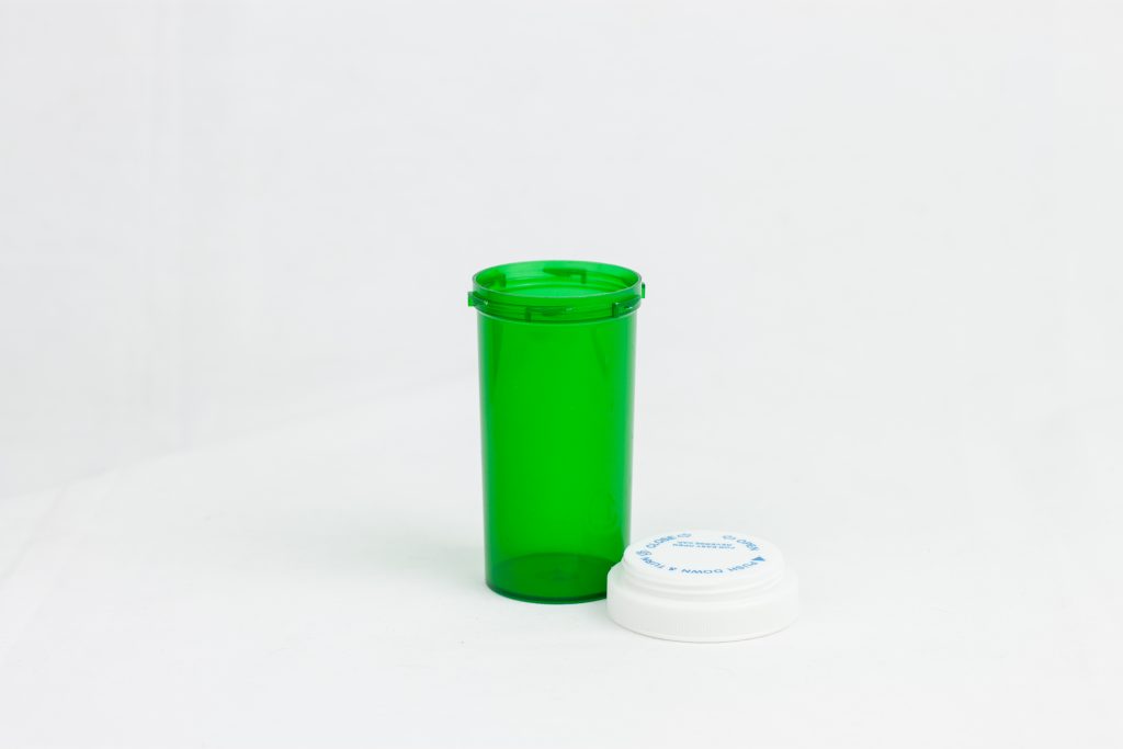 40 Dram Green Reversible Vials with Dual Purpose Caps