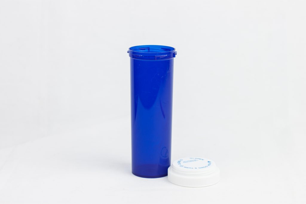 60 Dram Blue Reversible Vials with Dual Purpose Caps