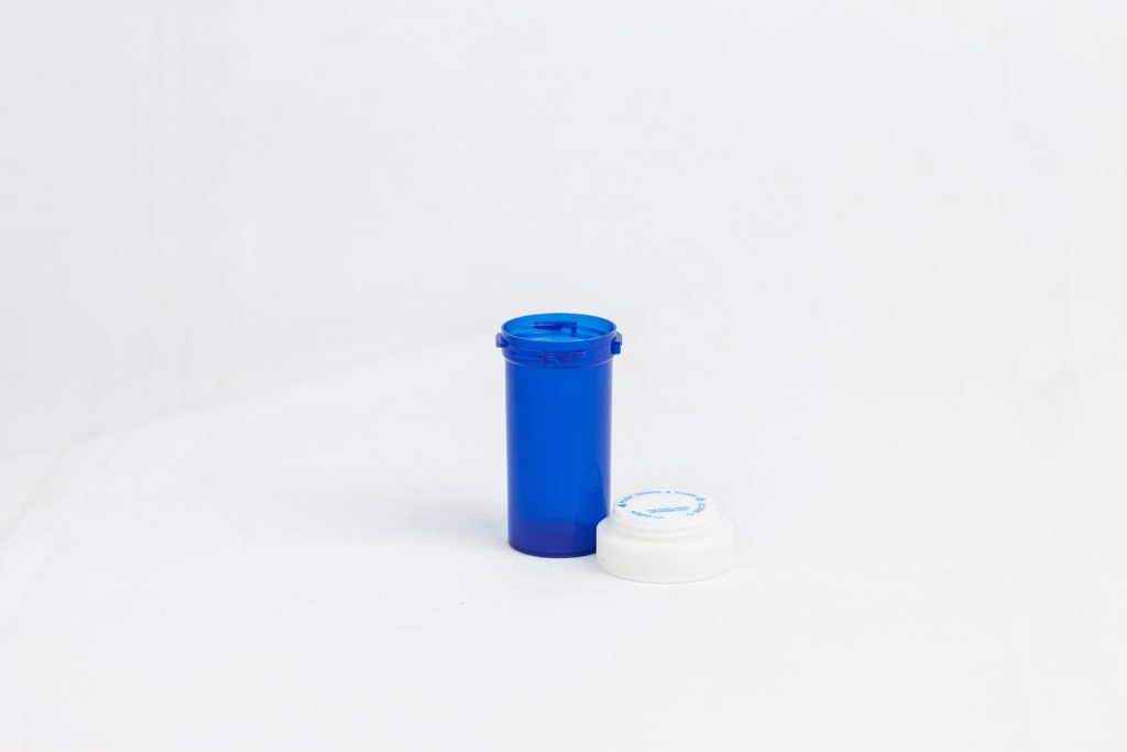 13 Dram Blue Reversible Vials with Dual Purpose Caps