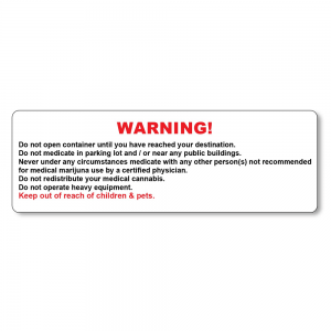 Marijuana Warning Labels - Generic - 1,000 Labels/Case