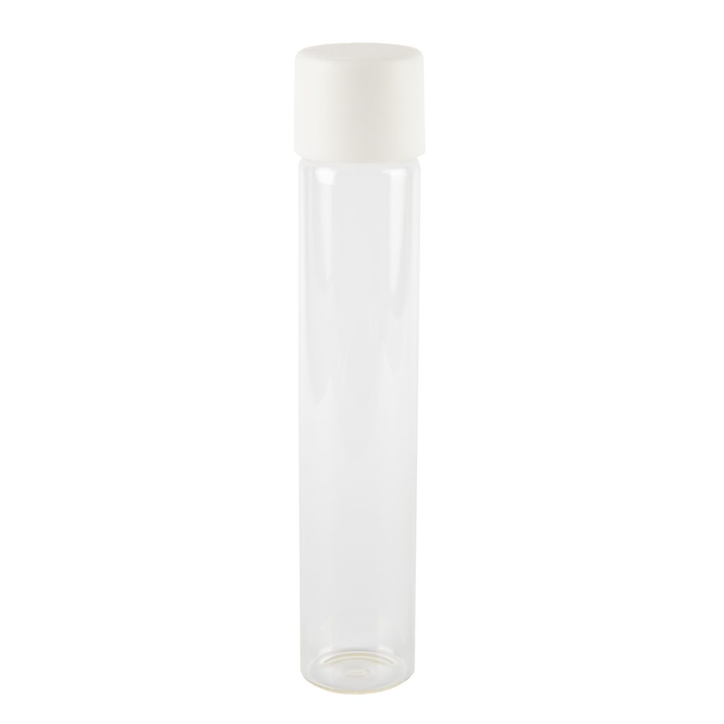 116mm Glass Clear Pre-Roll Tubes w/ Matte White Caps