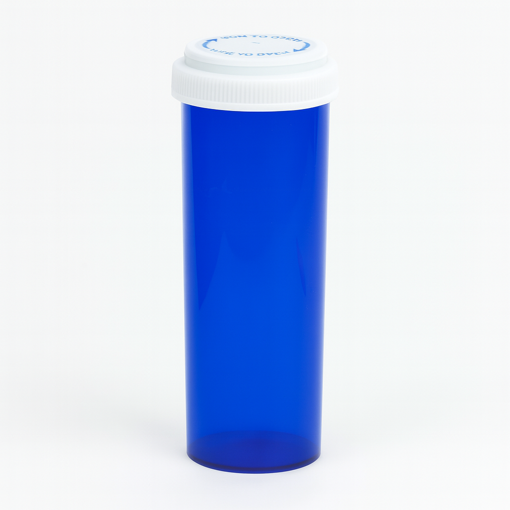 Blue Reversible Vials with Vet Caps 60 Dram - 90 Vials/Case