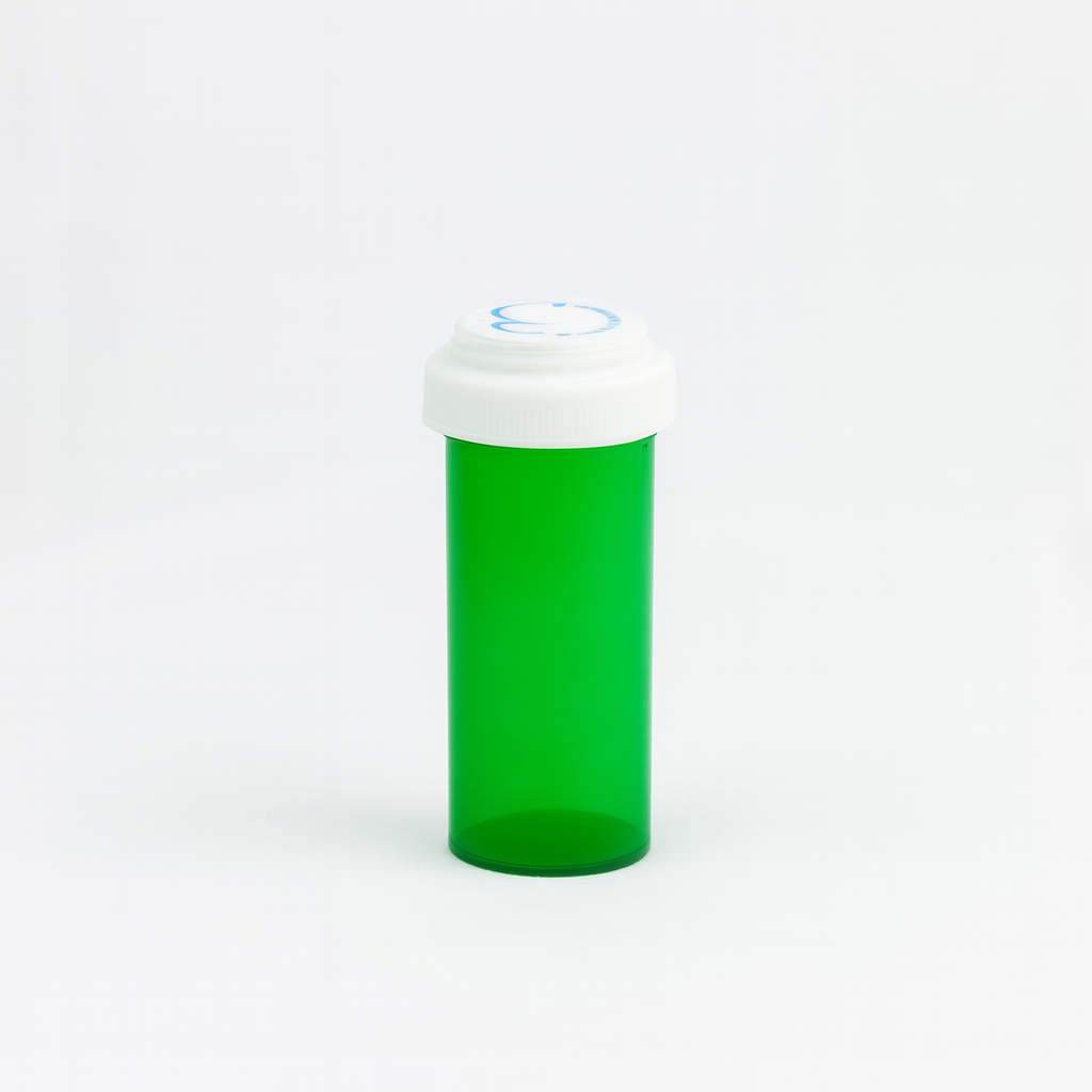 Green Reversible Vials with Vet Caps 16 Dram - 240 Vials/Case