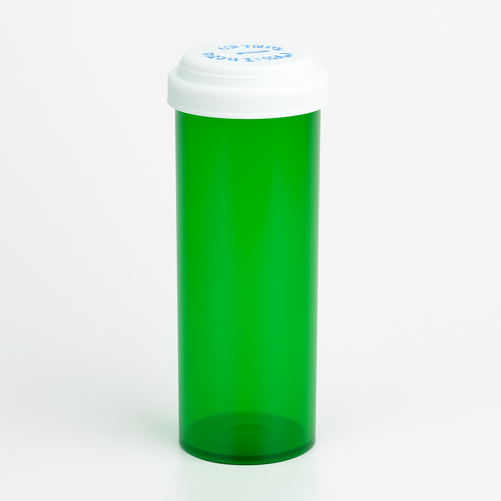 Green Reversible Vials with Vet Caps 60 Dram - 90 Vials/Case